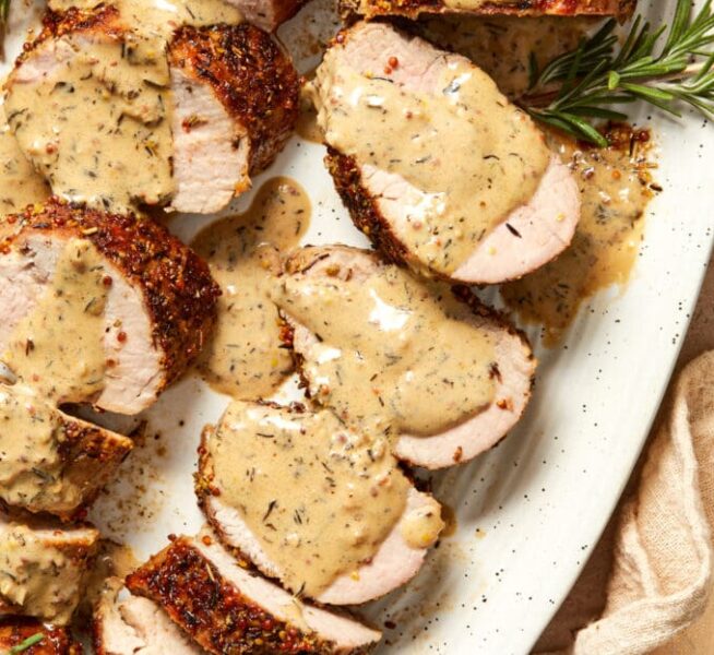 FROZEN Standard Roasted Pork Loin with Dijon Cream Sauce, Loaded Mashed ...